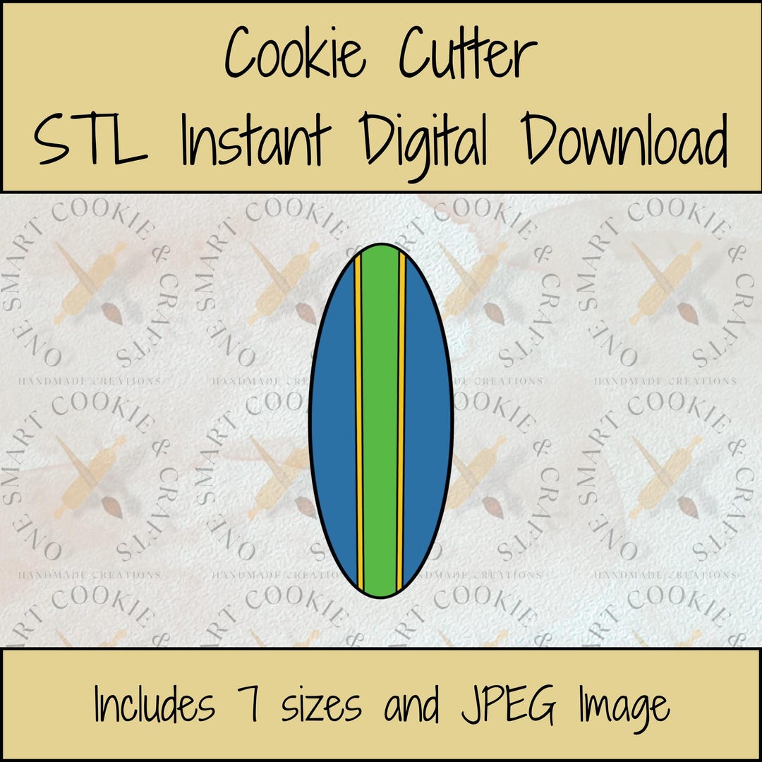 Surfboard Cookie Cutter Stl/swimming Cookie Cutter Stl/surf Cookie ...