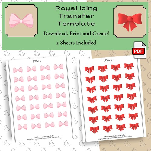 Bow Royal Icing Transfer Sheets INSTANT DOWNLOAD - Etsy