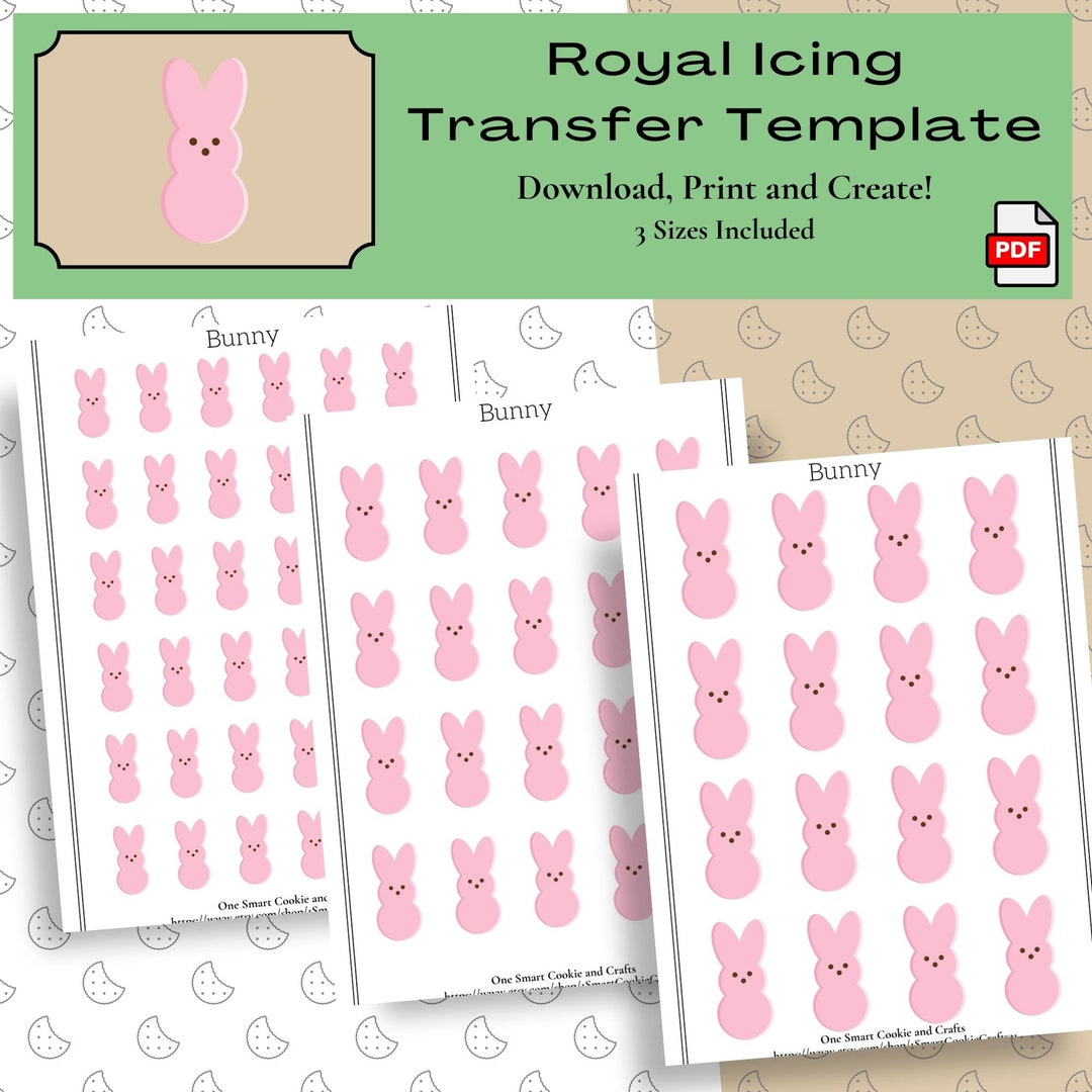 Bunny Icing Transfer Sheet/rabbit Icing Transfer/royal Icing Transfer ...