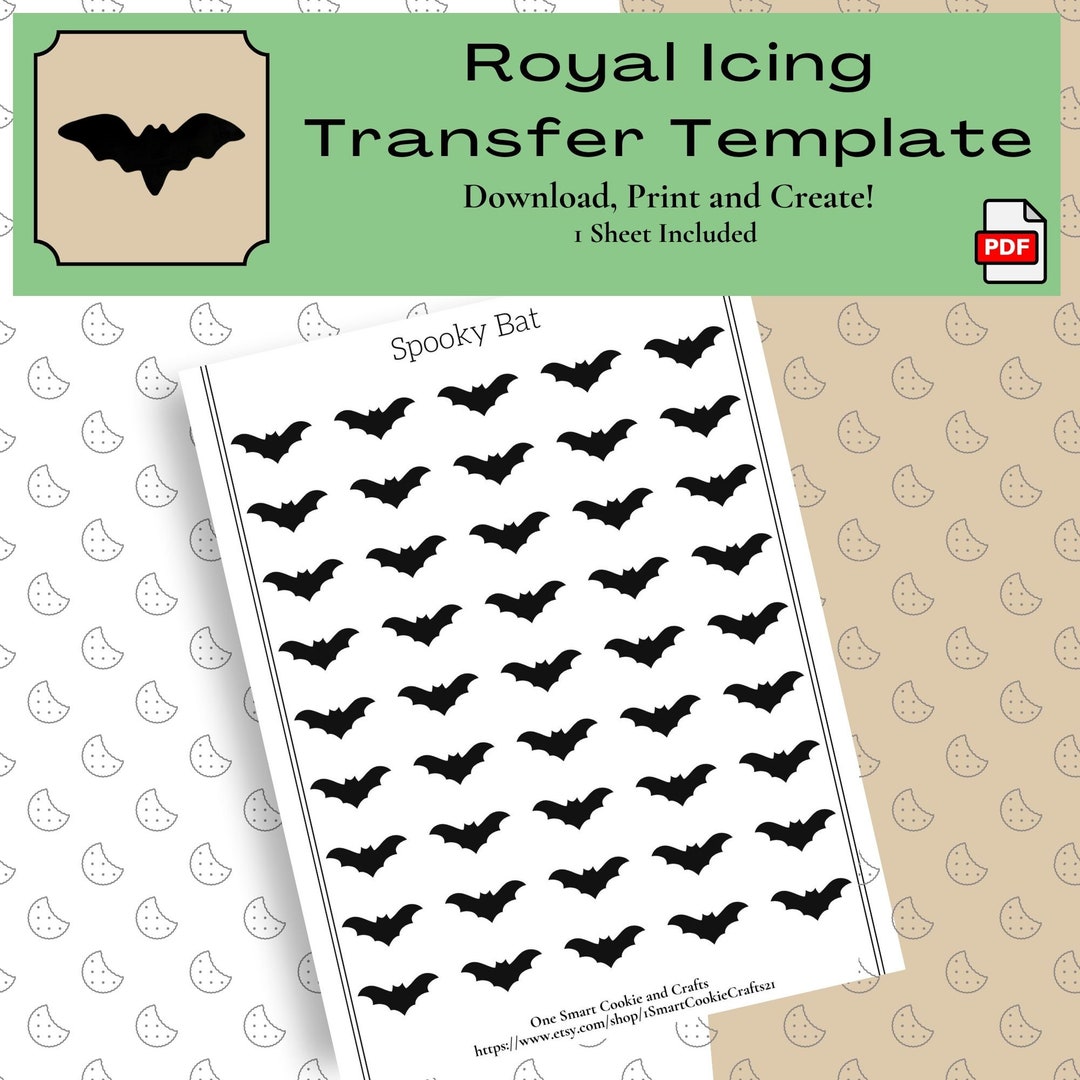 Bat/royal Icing Transfer/template/instant Download/halloween/spooky/pdf ...