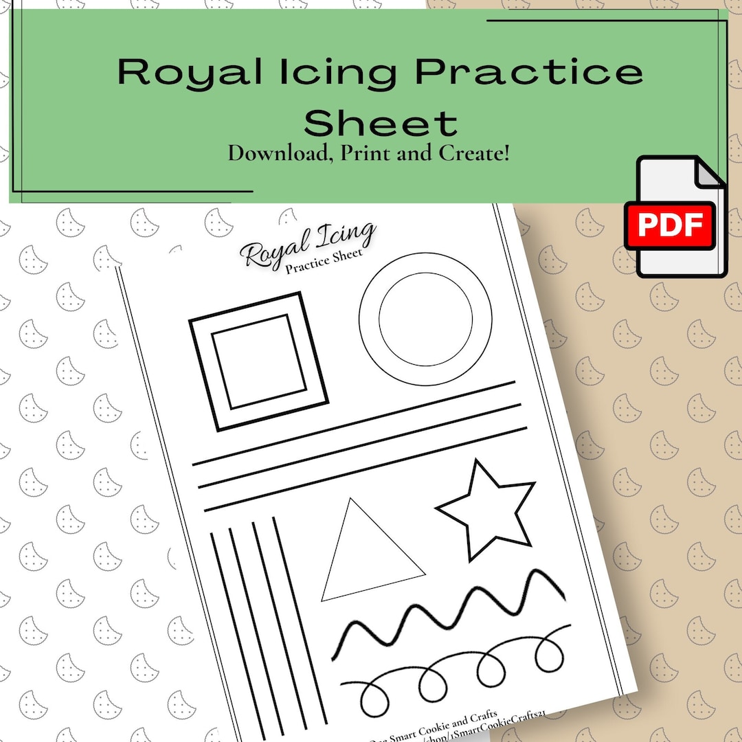 Royal Icing Practice Sheet/royal Icing Transfer/template/instant ...