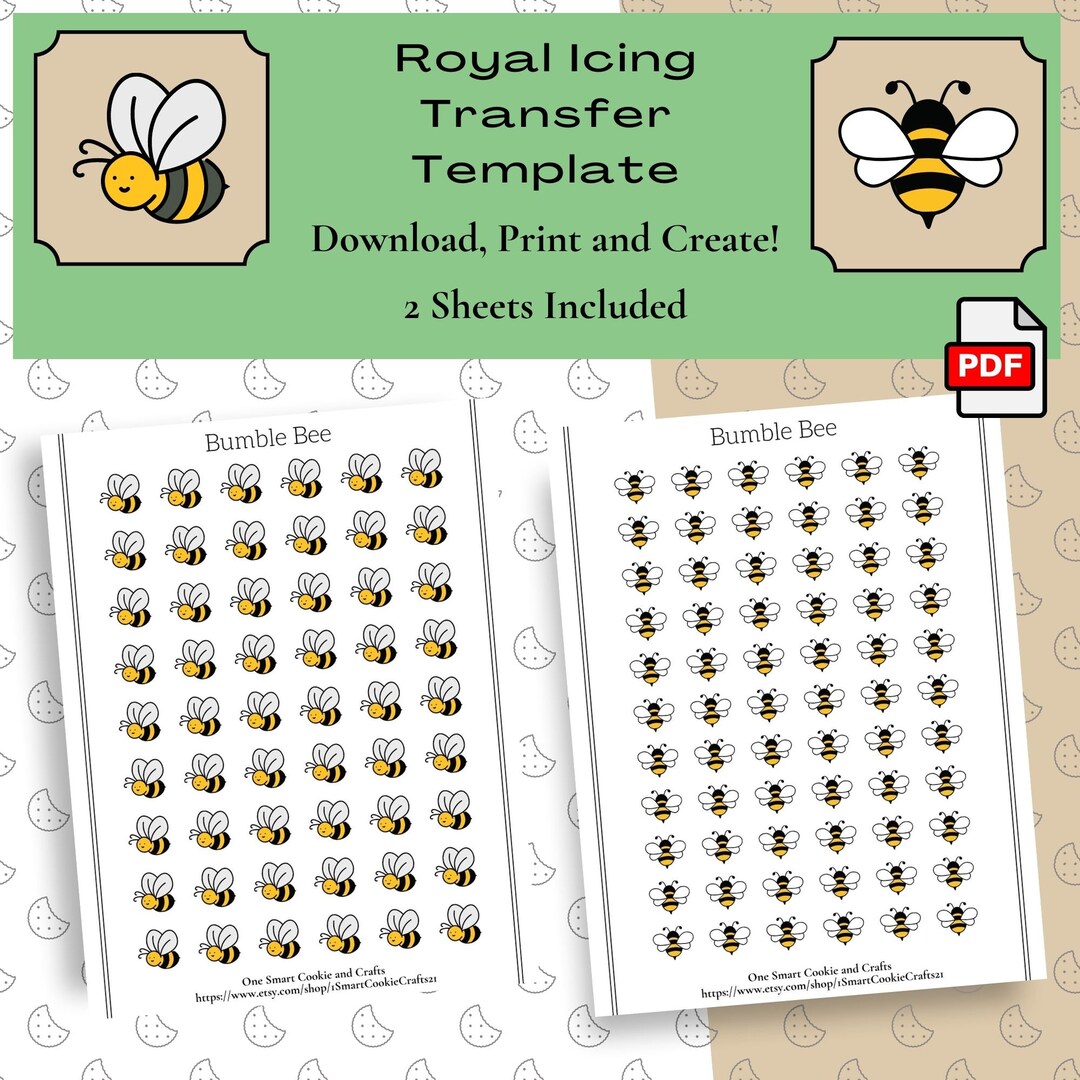 Bumblebee Royal Icing Transfer Sheet/bumblebee Royal Icing Designs ...