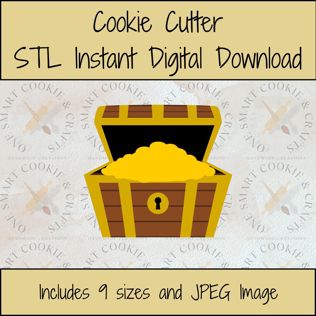 Treasure Chest Cookie Cutter Stl/pirate Cookie Cutter Stl/birthday ...