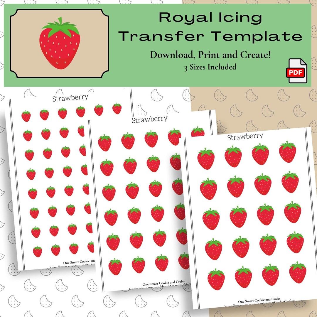 Strawberry Royal Icing Transfer Sheet/strawberry Royal Icing Designs ...