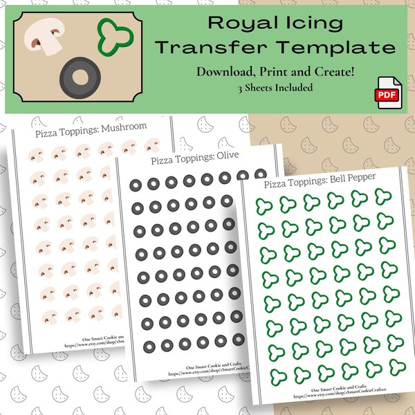Royal Icing Transfer Sheets Pizza Toppings - Etsy