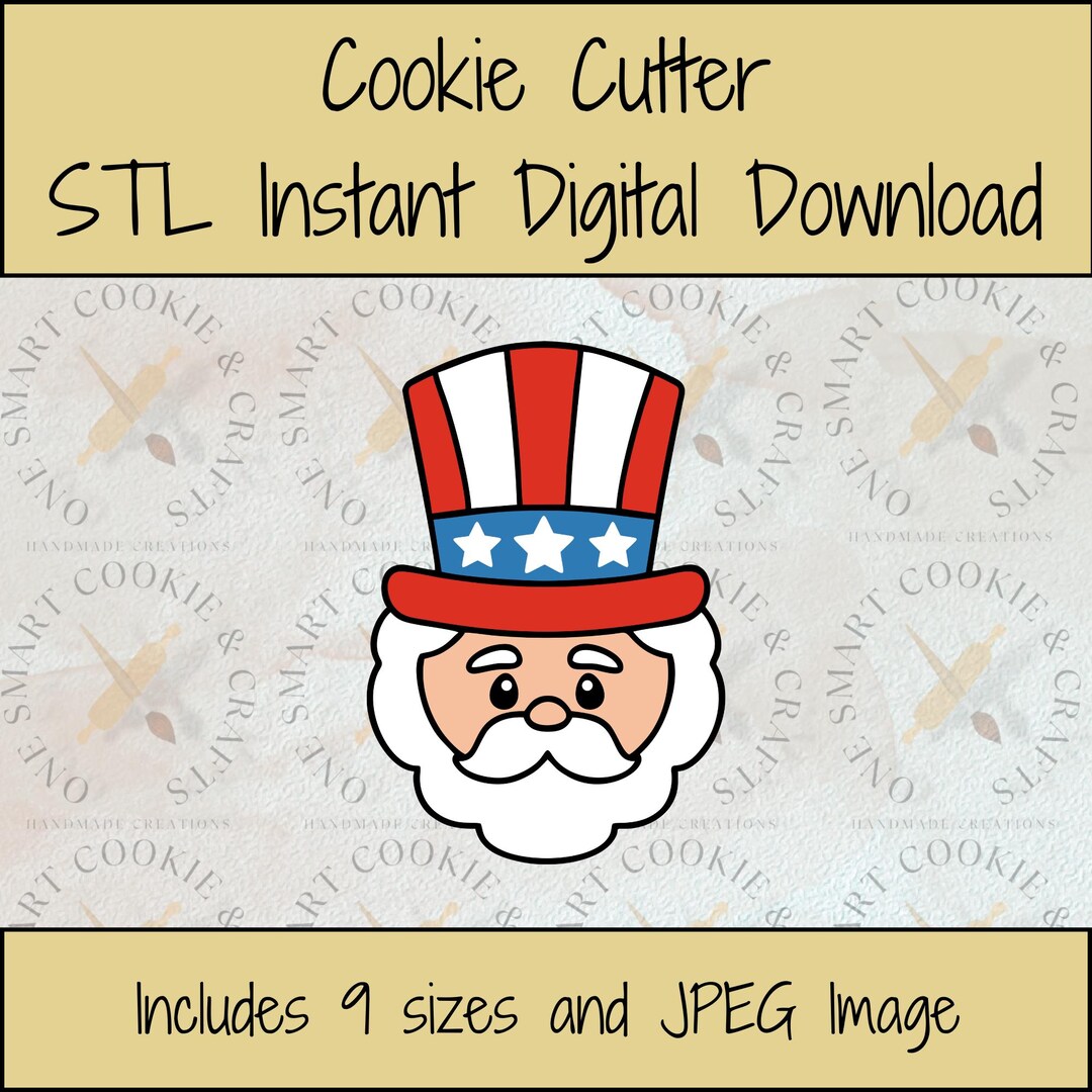 Uncle Sam Cookie Cutter Stl/4th of July Cookie Cutter Stl/america ...