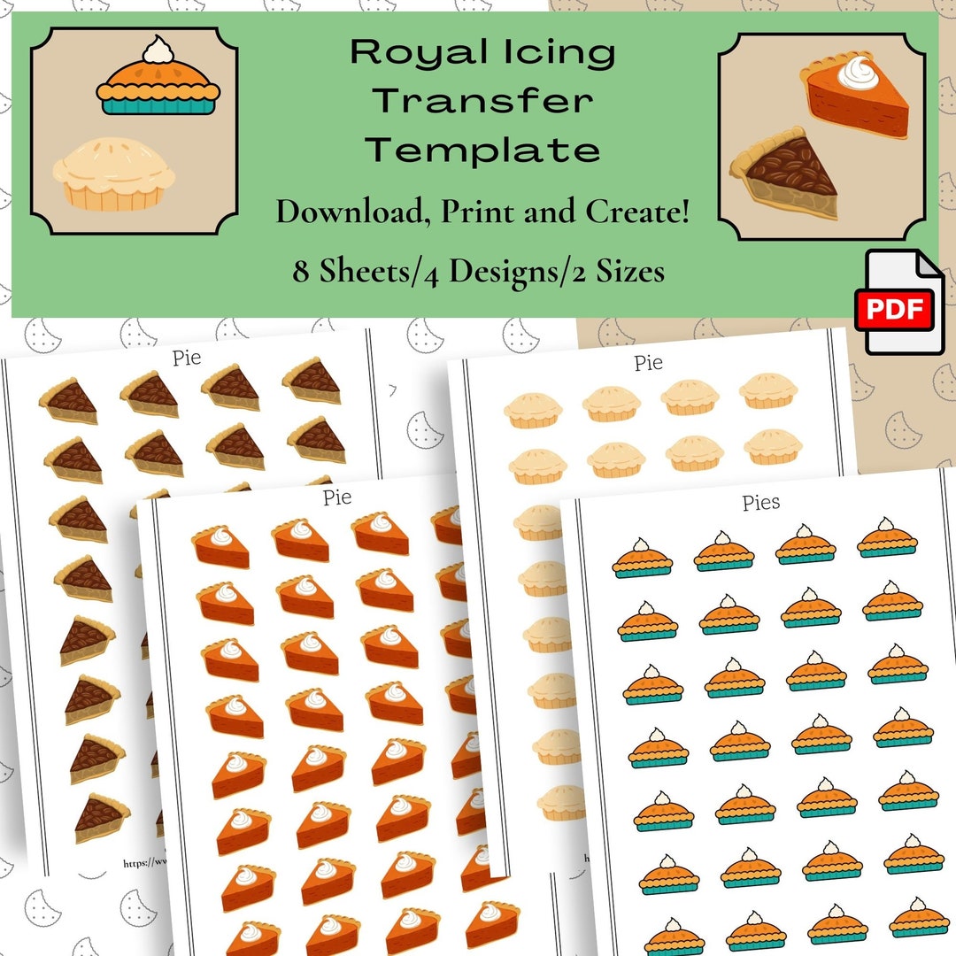 Pie Royal Icing Transfer Sheet/thanksgiving Royal Icing Designs/royal ...
