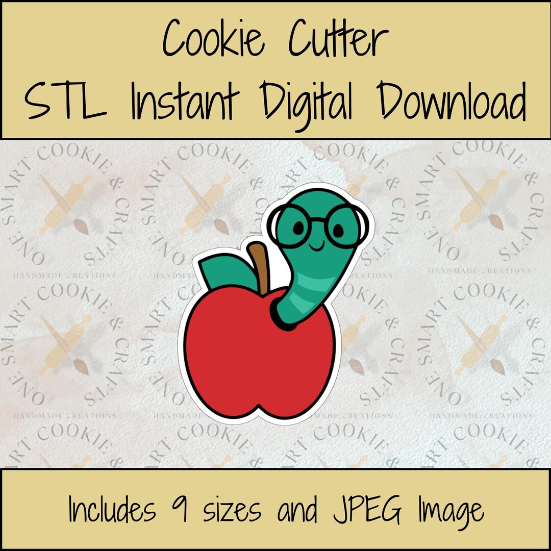 Book Worm Cookie Cutter Stl/teacher Cookie Cutter Stl/school Cookie ...