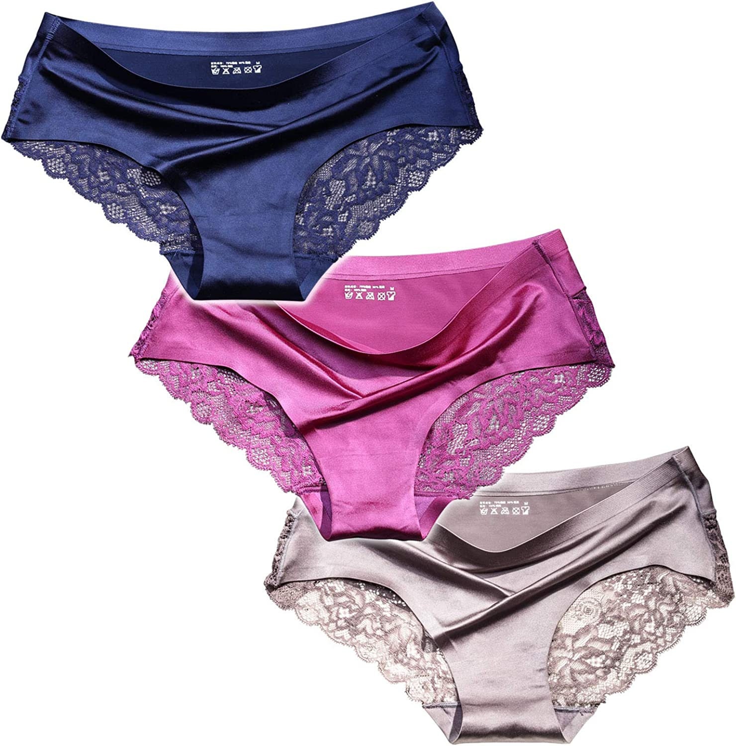 与え Womens Underwear High Waist Ice Silk Seamless Breathable Briefs