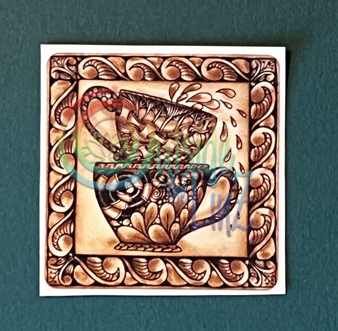 Tea for Two Tangle Vinyl Sticker With Frame, Small Size, Perfect for ...