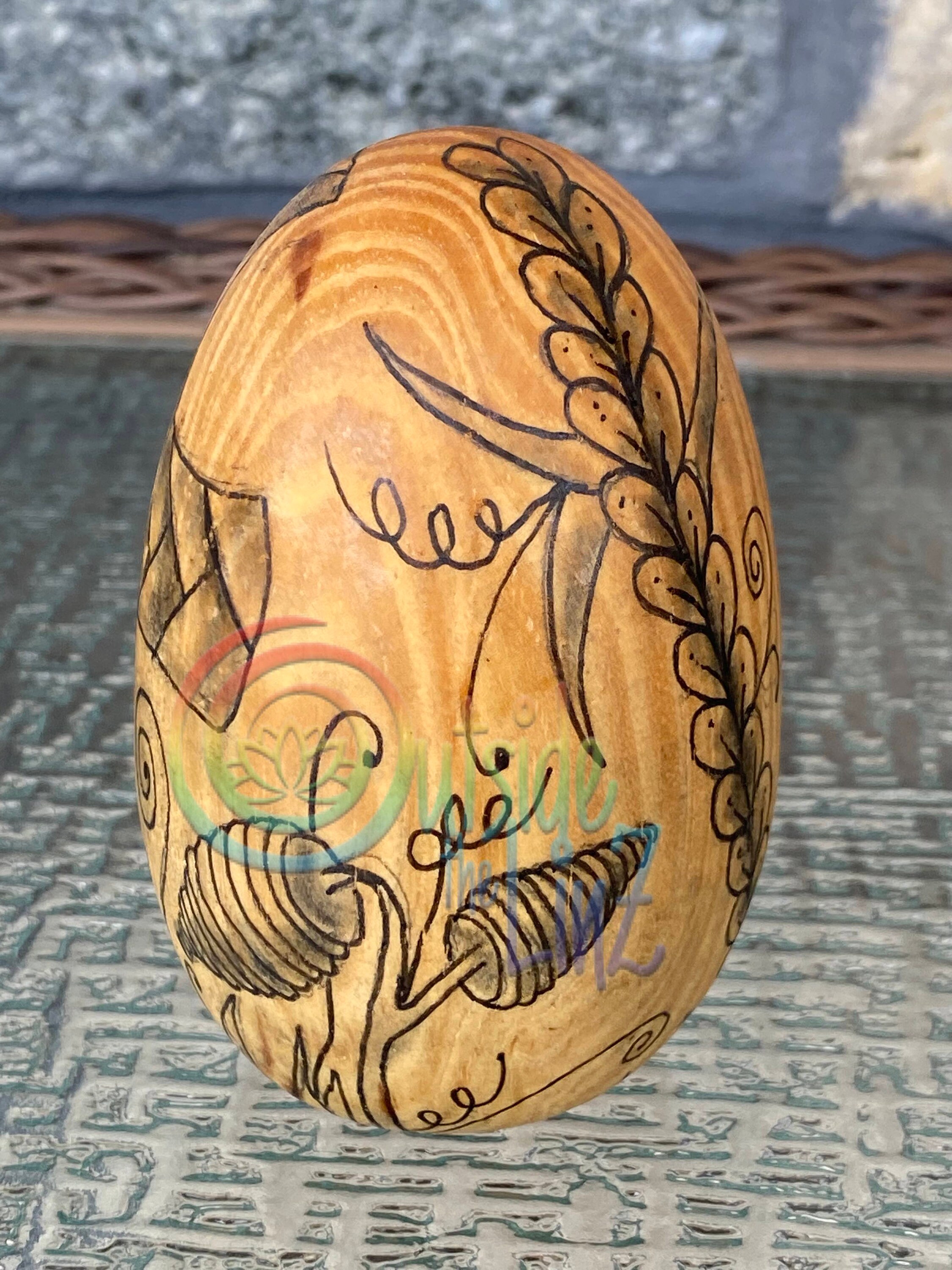 Art Piece Tangled Wooden Egg With Pen and Graphite - Etsy