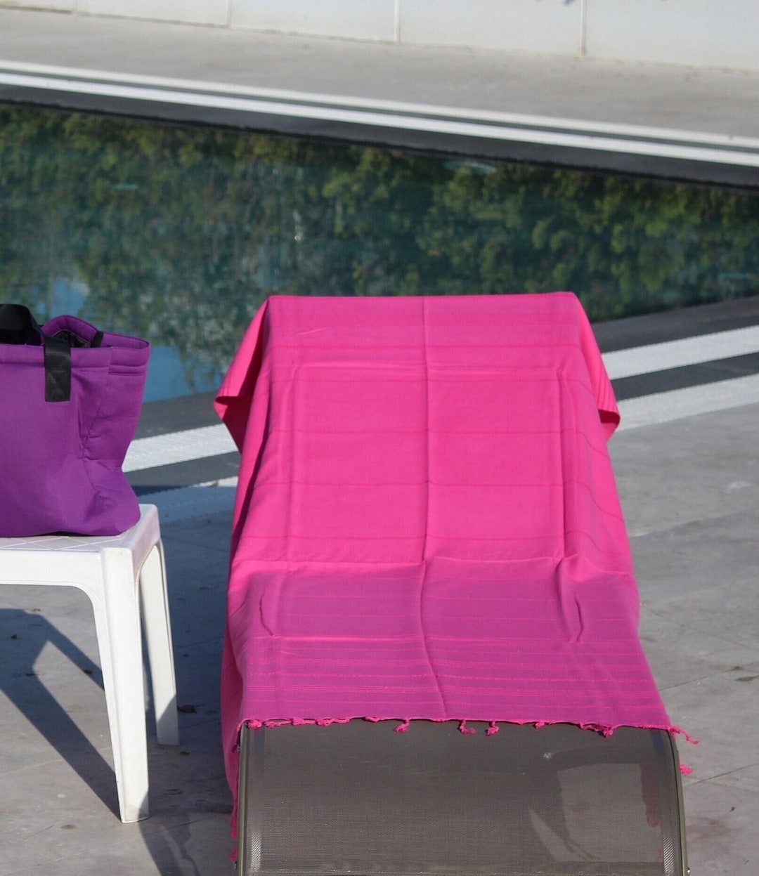 Personalized Hot Pink Lightweight Beach Blanket, Cotton Beach Towel ...