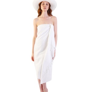 White Turkish Cotton Beach Towel, Beach Wrap, Beach Cover Up ...