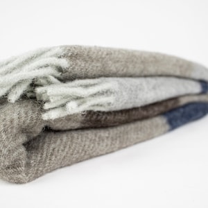 Brown- Dark Blue- Gray New Wool Throw Blanket, Pure 100% Wool Blanket ...
