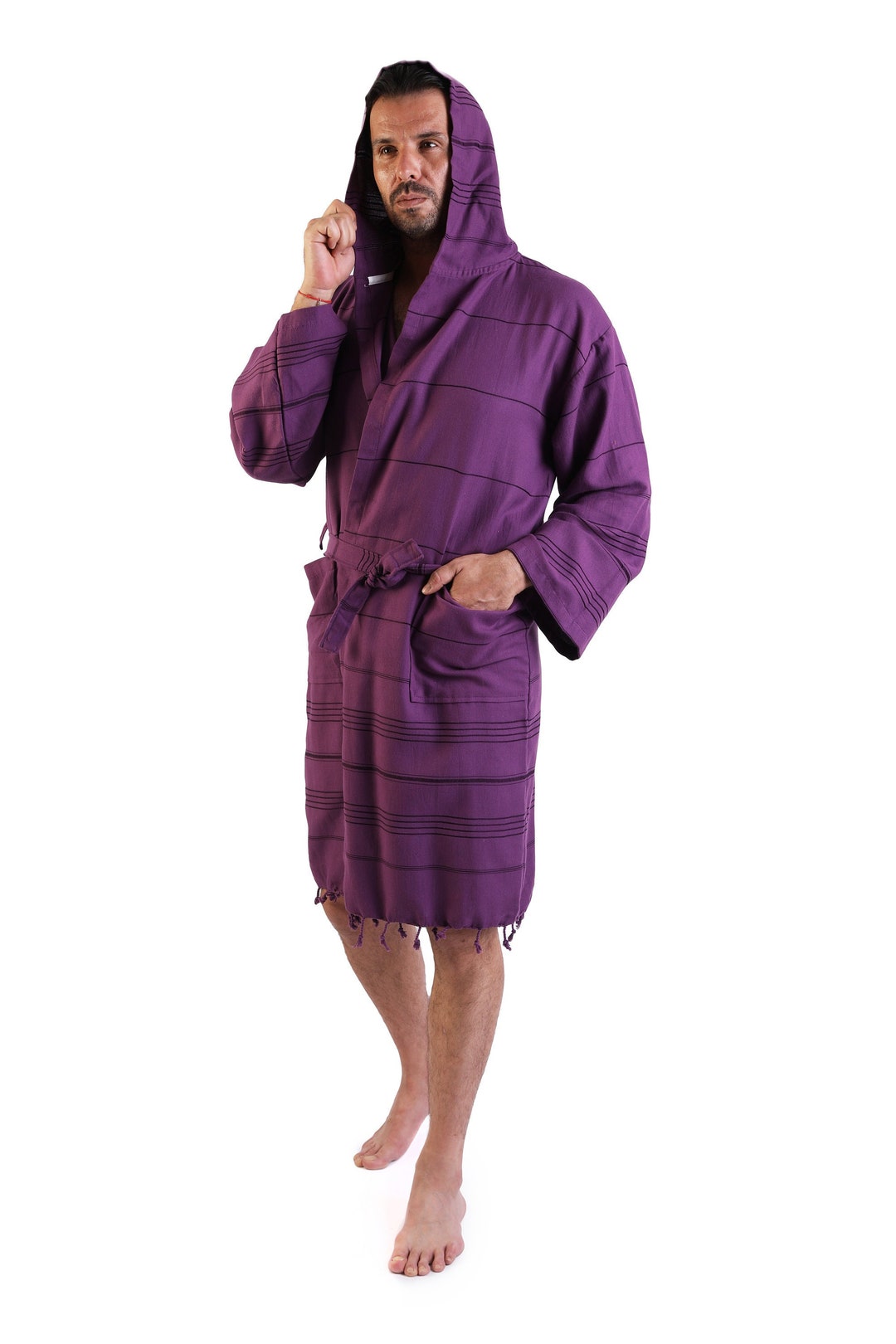 Royal Purple Turkish Cotton Men Robe, Personalized Beach Robe, Dressing ...