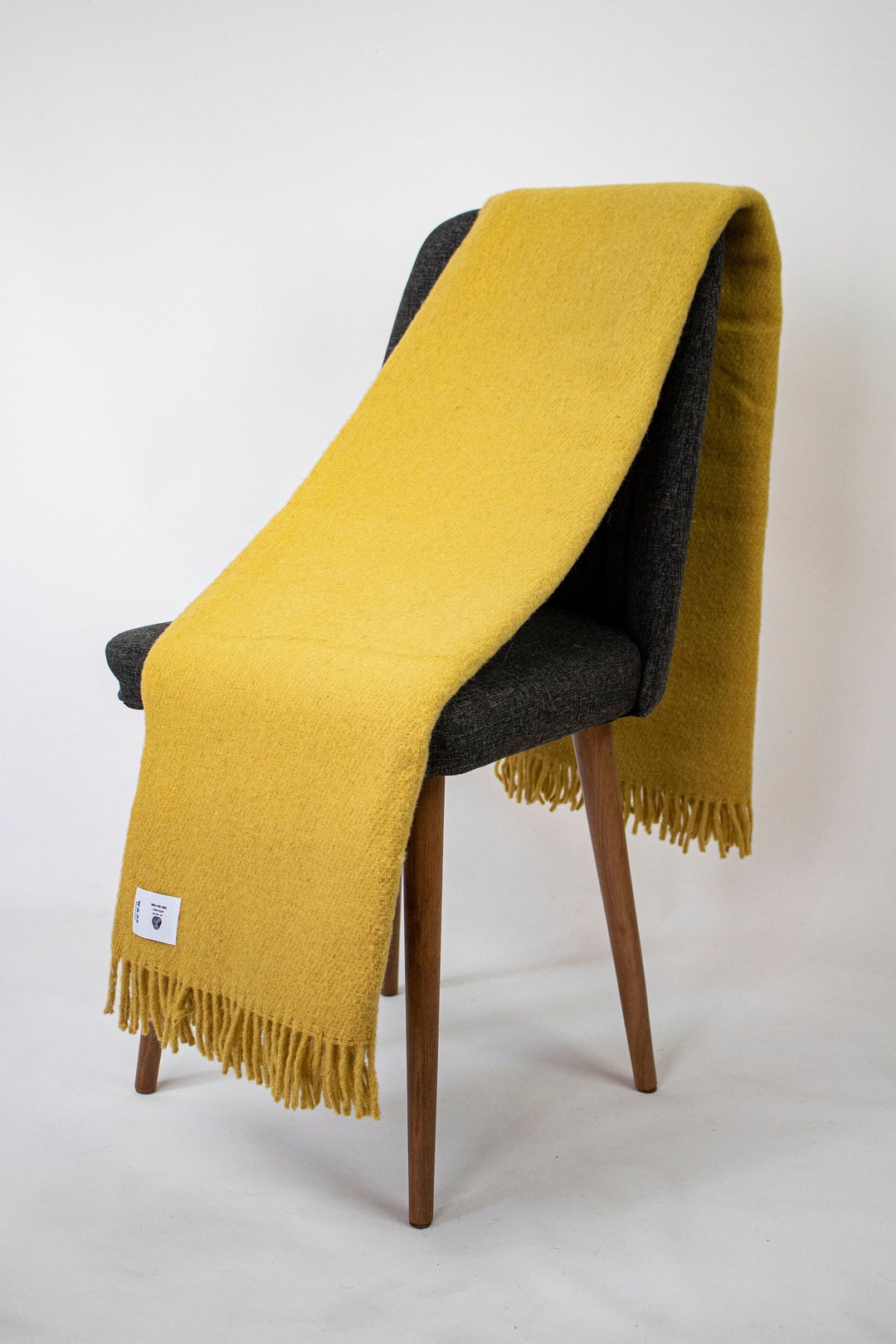 Vintage Wool Blanket: Mustard Yellow Knit Throw (51'' X 67'') - Etsy
