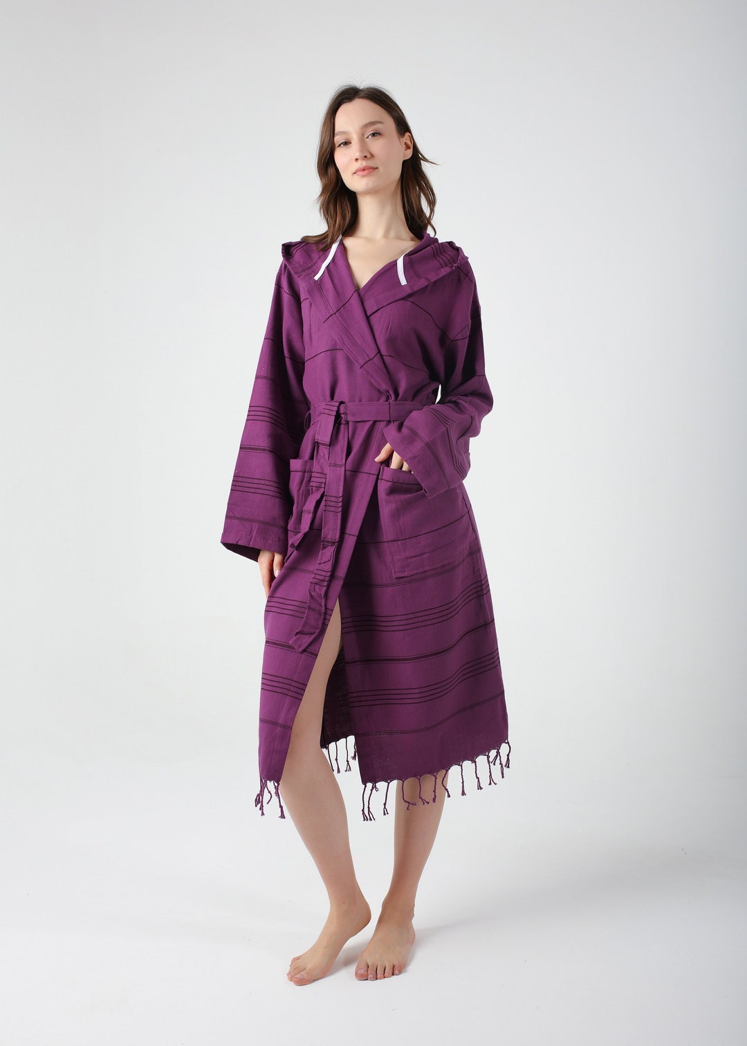 Personalized Royal Purple Lightweight Cotton Robe, Dressing Gown, Beach ...
