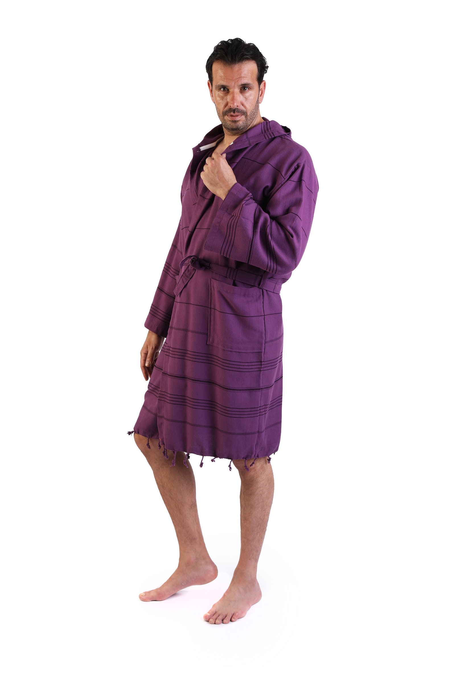 Royal Purple Turkish Cotton Men Robe, Personalized Beach Robe, Dressing ...