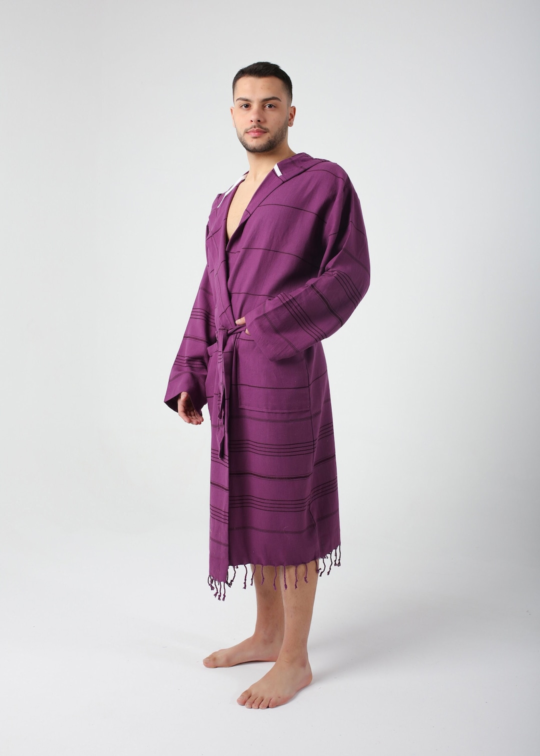 Personalized Royal Purple Lightweight Robe for Men, Kimono Robe, Custom ...