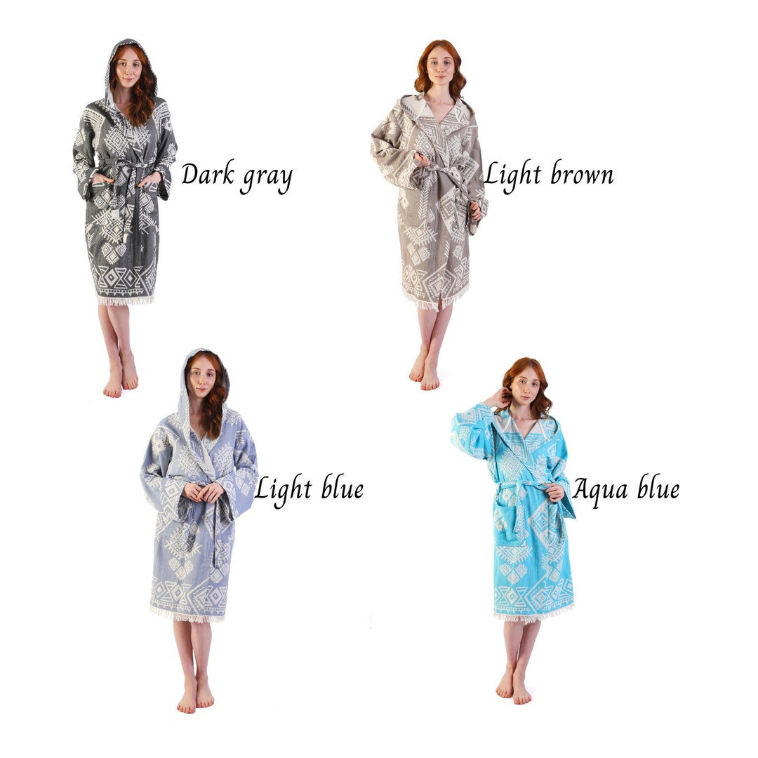 EMERALD - Ethnic Pattern Turkish Cotton Robe, Dressing Gown ...