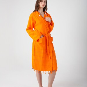 Personalized Orange Lightweight Cotton Robe, Dressing Gown, Beach Pool ...