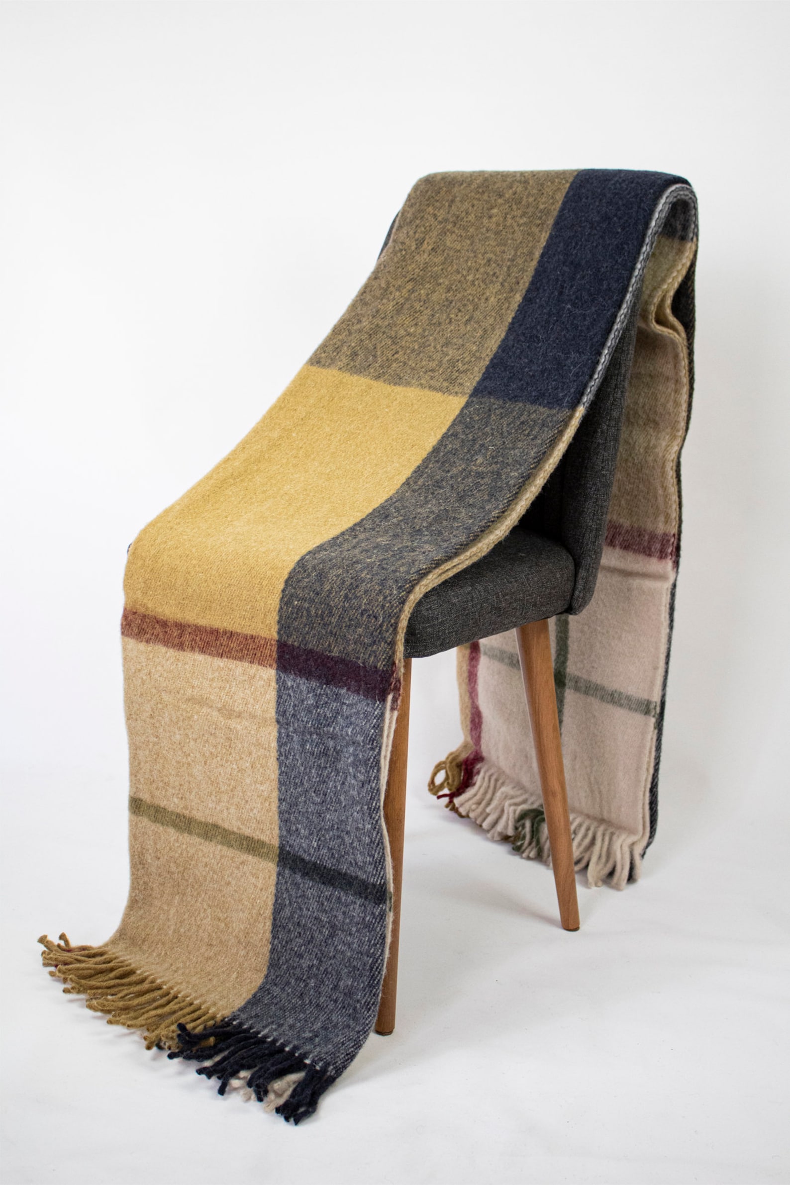 63'' 86.5'' Burgundy / Oil Blue Tartan Plaid Throw Wool Blanket, Pure ...