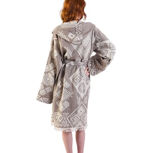 EMERALD Light Brown Ethnic Pattern Turkish Cotton Robe - Etsy