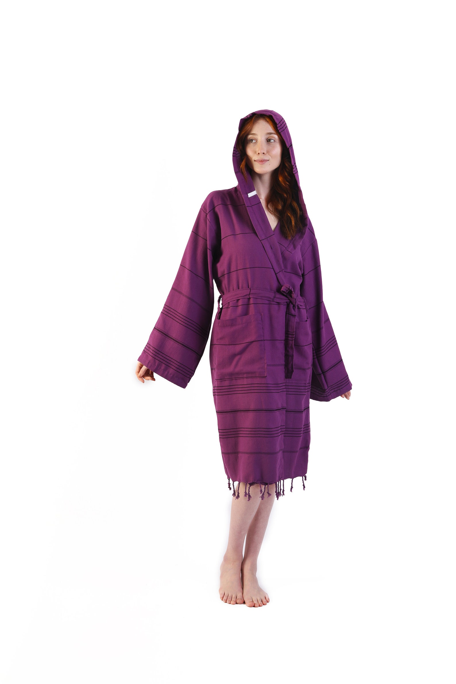 Royal Purple Turkish Cotton Women Robe, Dressing Gown, Personalized ...