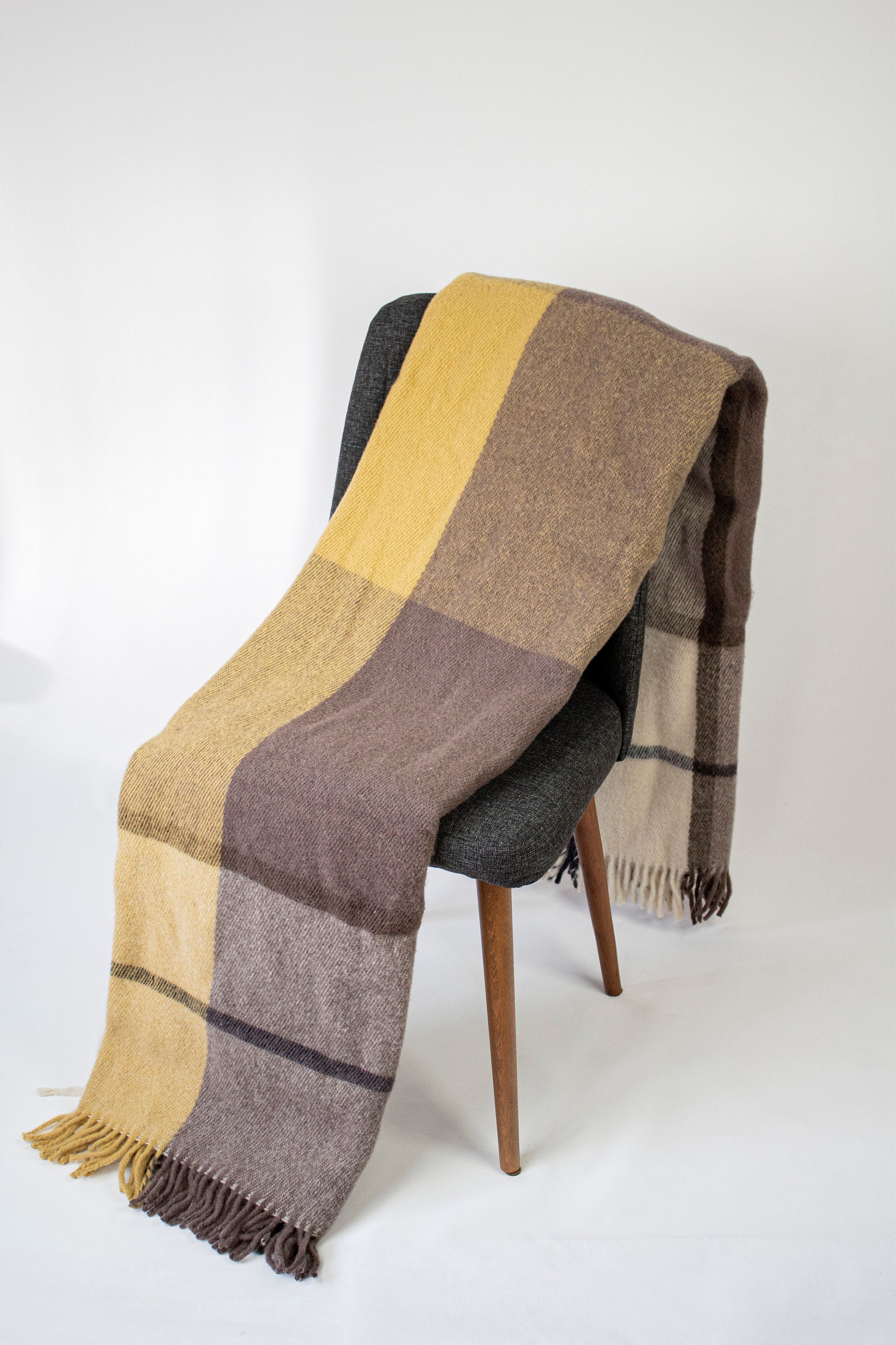 63'' 86.5'' Burgundy / Oil Blue Tartan Plaid Throw Wool Blanket, Pure ...