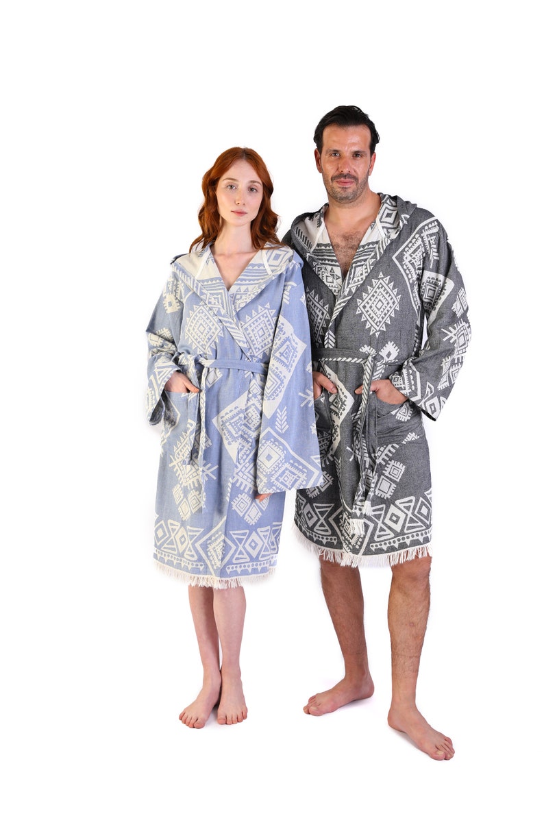 EMERALD Light Brown Ethnic Pattern Turkish Cotton Robe - Etsy