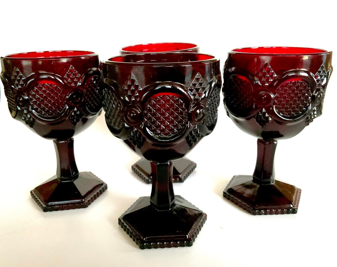 Avon Ruby Red Glassware Cape Cod Pattern. 6” Tall Avon Glassware Red ...