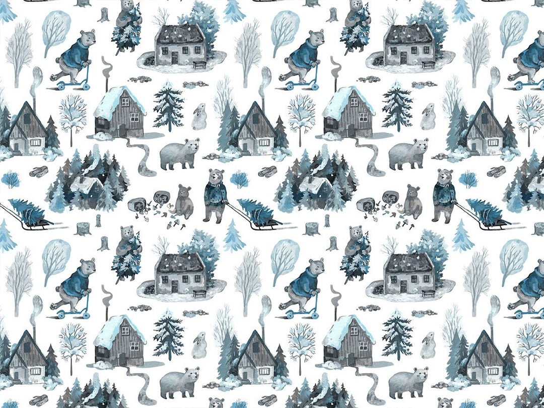 Winter Forest Seamless Pattern Digital Pattern Pattern for - Etsy