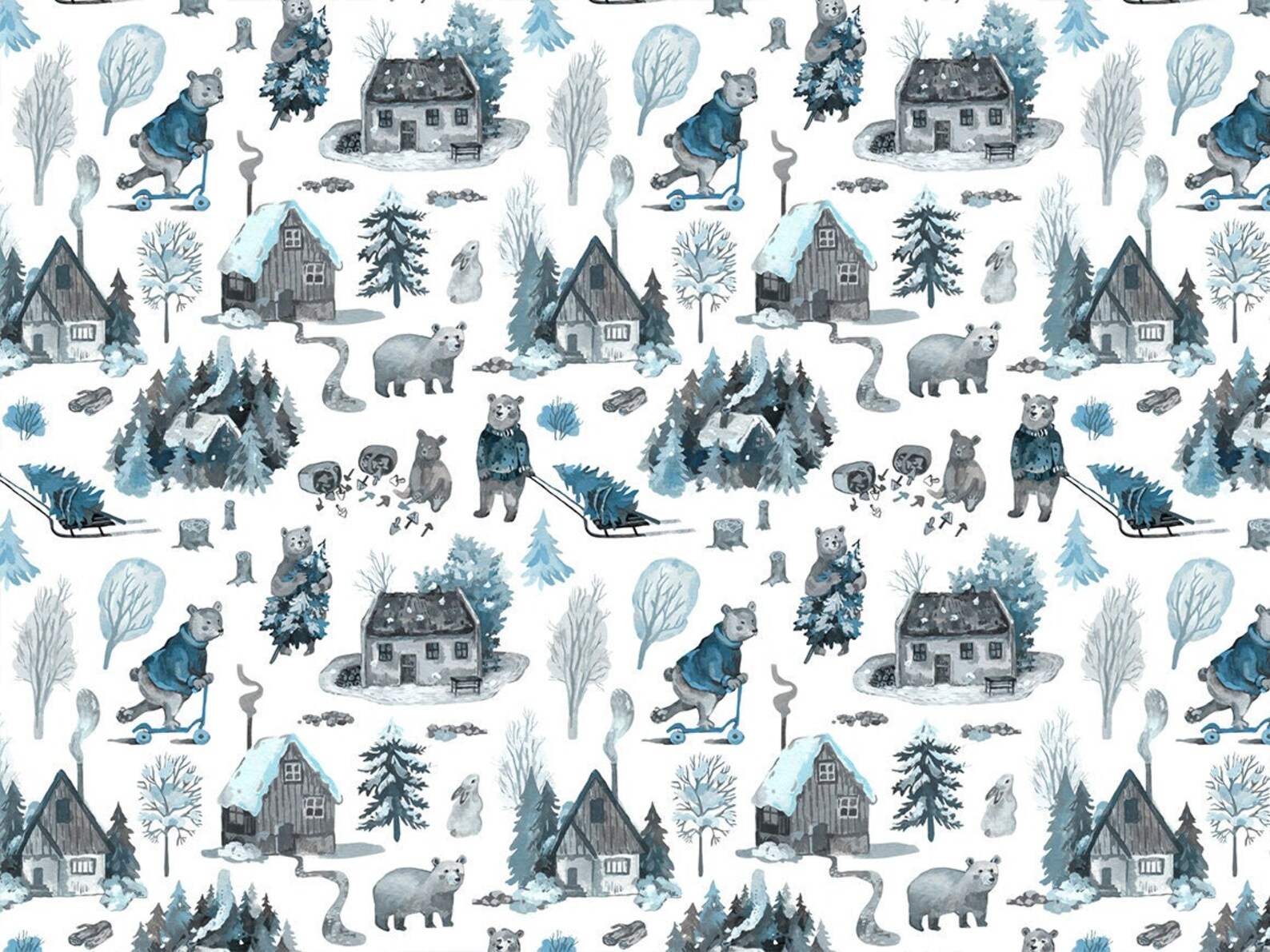 Winter Forest Seamless Pattern Digital Pattern Pattern for - Etsy