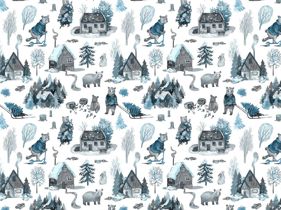 Winter Forest Seamless Pattern Digital Pattern Pattern for - Etsy
