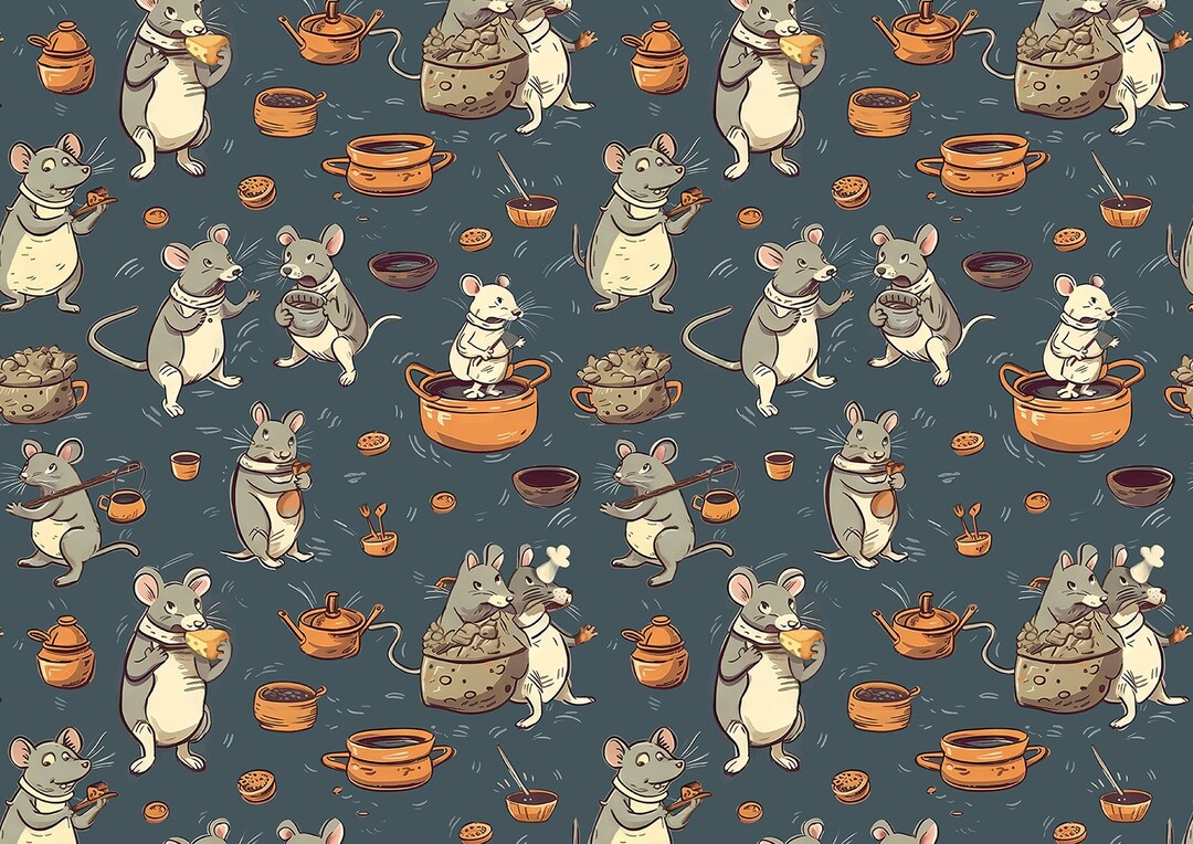 Ratatouille Seamless Pattern Mouse Seamless Pattern, Mouse Cooking ...