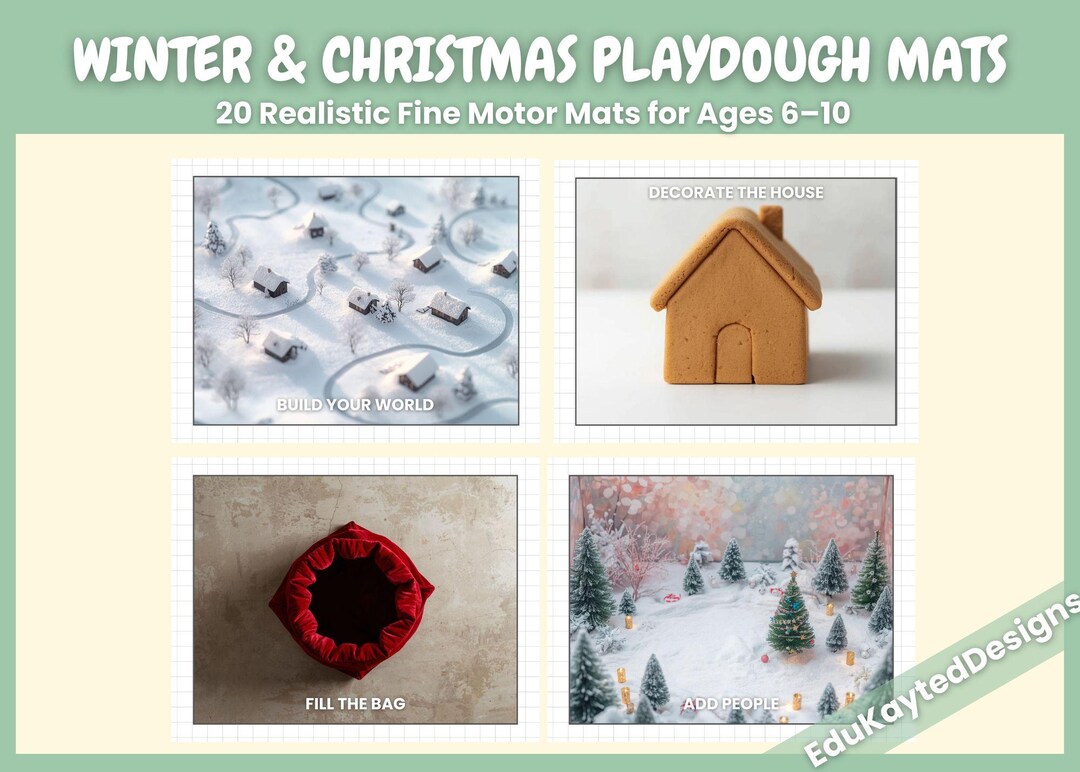 Winter Christmas Playdough Mats | Realistic Holiday Play Dough ...