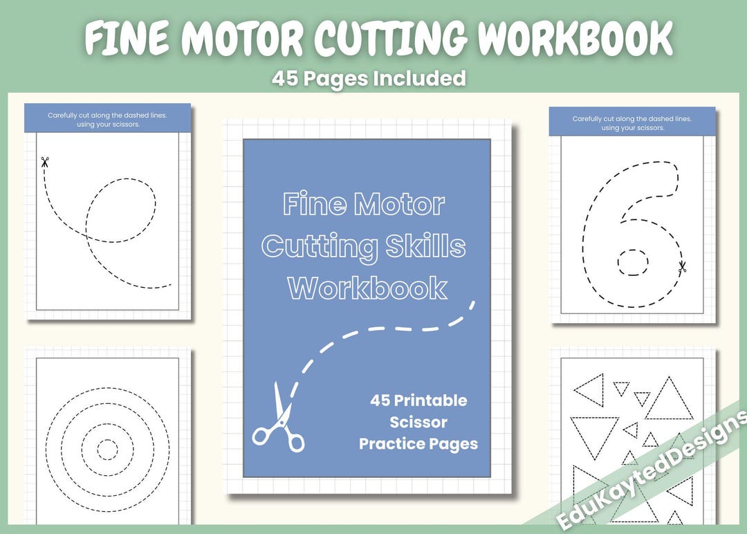 Fine Motor Cutting Skills Workbook Printable | 45 Scissor Practice ...