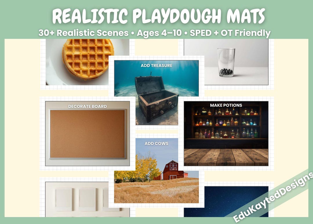 Realistic Playdough Mats Bundle for Kids | 30+ Printable Fine Motor ...