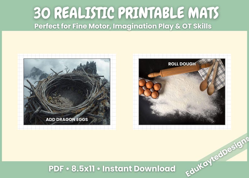 Realistic Playdough Mats Bundle for Kids | 30+ Printable Fine Motor ...
