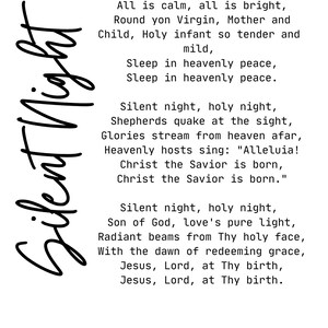 A Christmas Carol Printable, Silent Night, Christmas Carol Lyrics ...