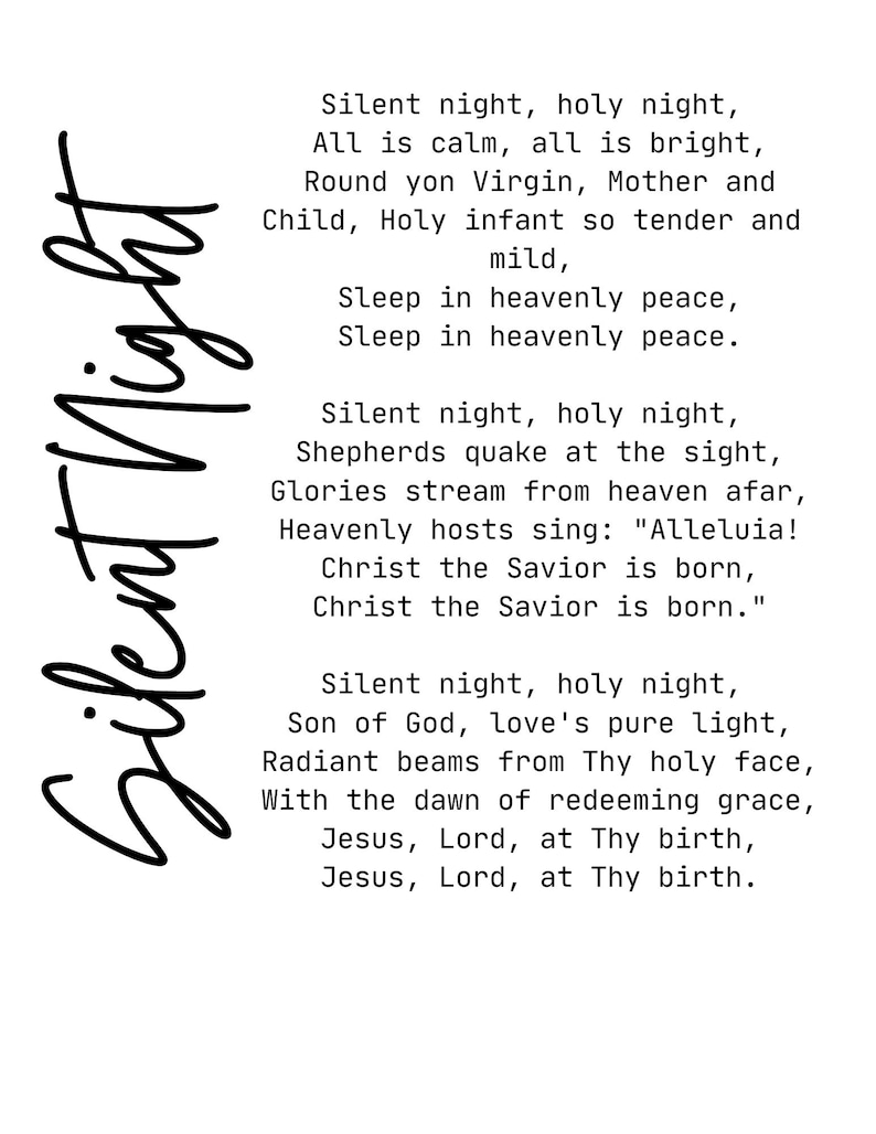 A Christmas Carol Printable, Silent Night, Christmas Carol Lyrics ...