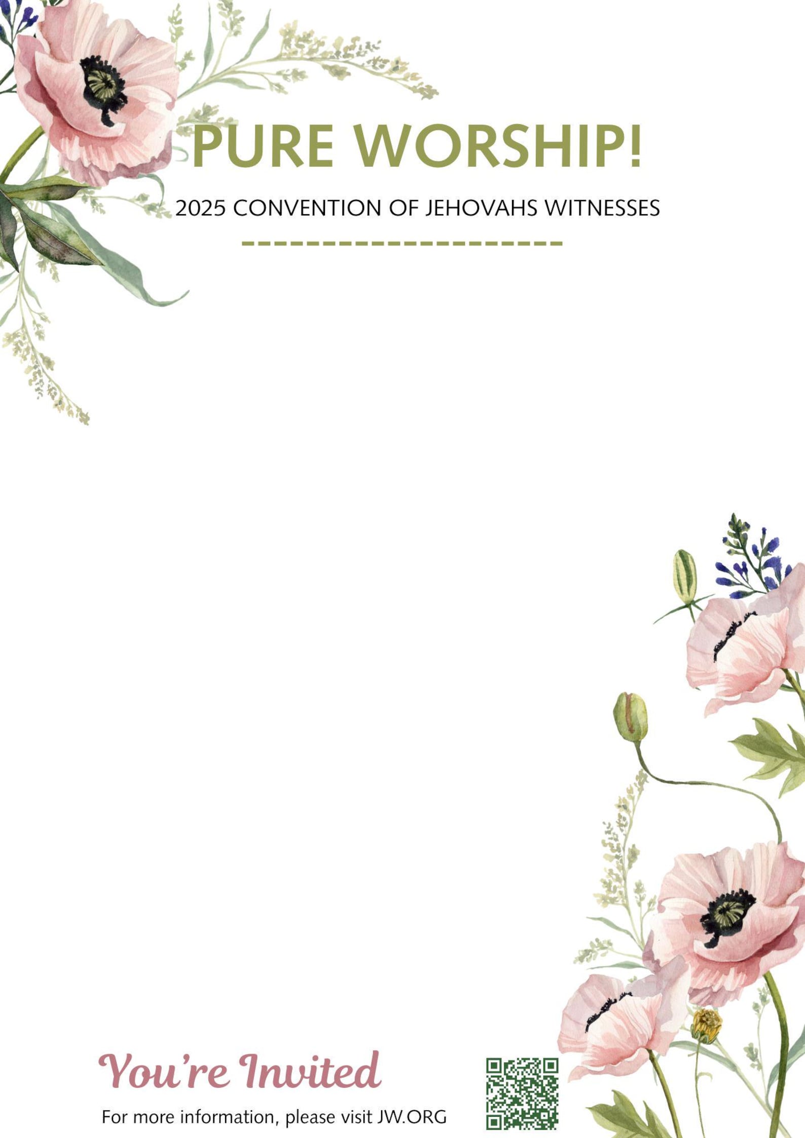 Pure Worship Convention Invitation, JW Letter Writing Jehovah's ...