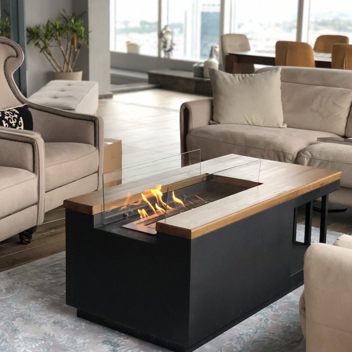 50-inch Fire Pit Table, Fireplace, Table Fireplace, Fire Pit Table ...