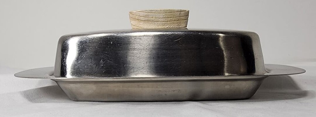 Antique 1960 Mid Century Modern Dolphin Stainless Steel Covered Butter ...