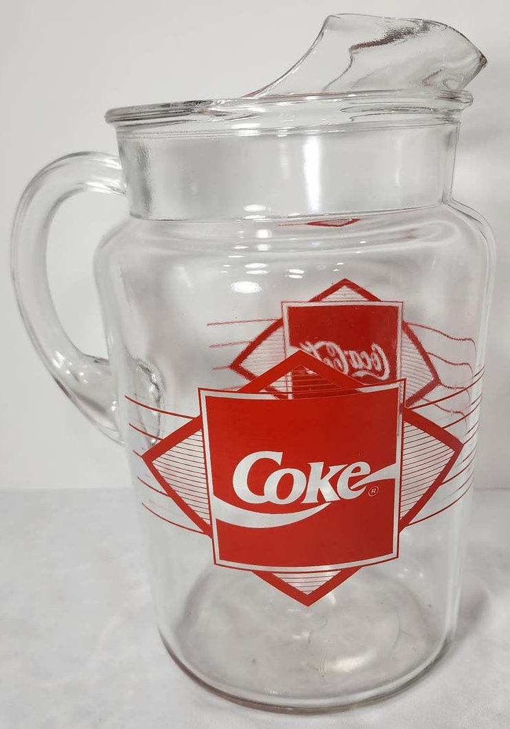 Vintage 1970s Heavy Glass Coca-cola 2 QT Ice Lip Pitcher Red Diamond ...