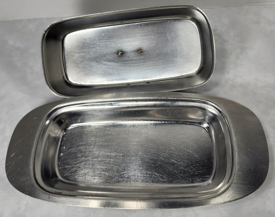 Antique 1960 Mid Century Modern Dolphin Stainless Steel Covered Butter ...