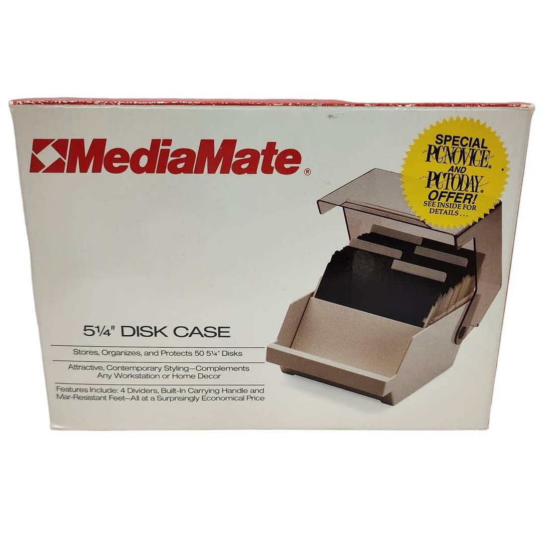 Vintage in Box Mediamate 5 1/4 Floppy Disk Storage Protection Case W ...