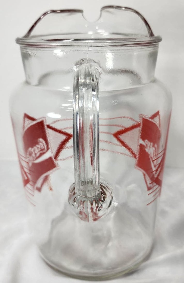 Vintage 1970s Heavy Glass Coca-cola 2 QT Ice Lip Pitcher Red Diamond ...