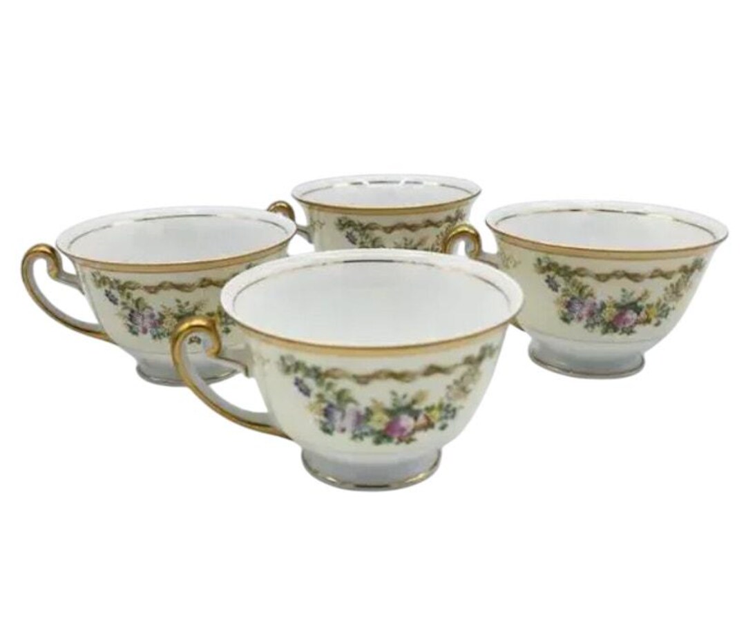 Vintage 1940's Hand Painted Meito China Coffee Teacup Set High Tea ...