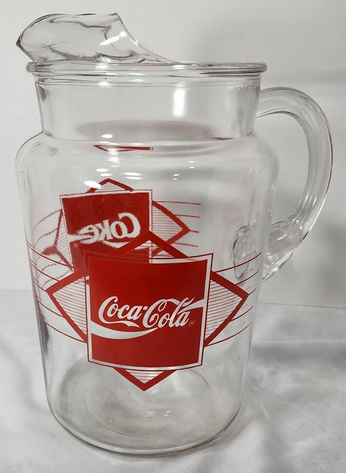 Vintage 1970s Heavy Glass Coca-cola 2 QT Ice Lip Pitcher Red Diamond ...